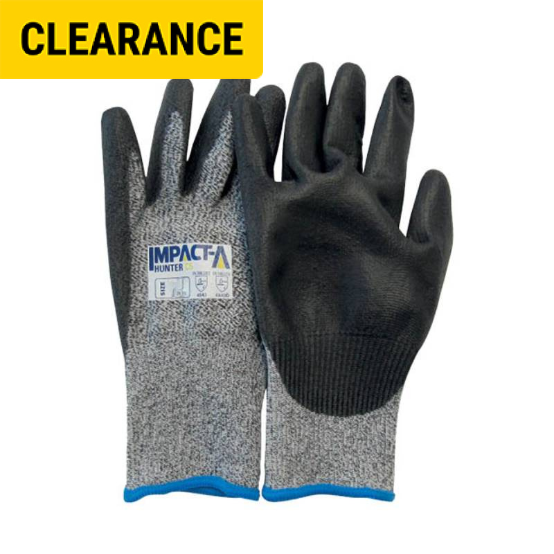 IMPACT-A 10030520 - Hunter Cut 5 Large 9 Spec Grey PU Palm Glove