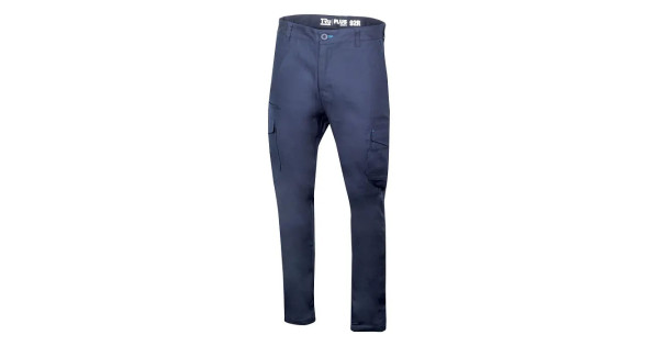 TRU DT1170N Midweight Cotton Stretch Cargo Trousers - Navy