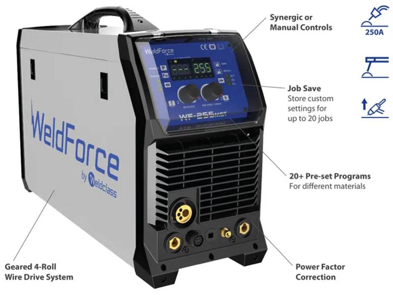 Weldclass WF-06167 - FORCE 250 Amp 255MST MIG/TIG/Arc Digital Welder